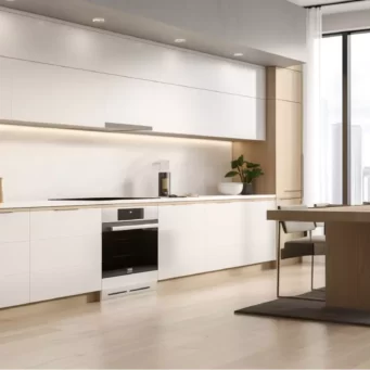 Pristine Class: White Oak Flat Panel Kitchen Cabinets - Parlun